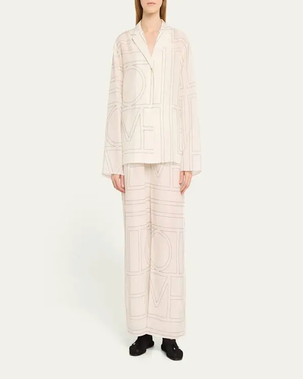 TOTEME Monogram Cotton Pj Bottoms