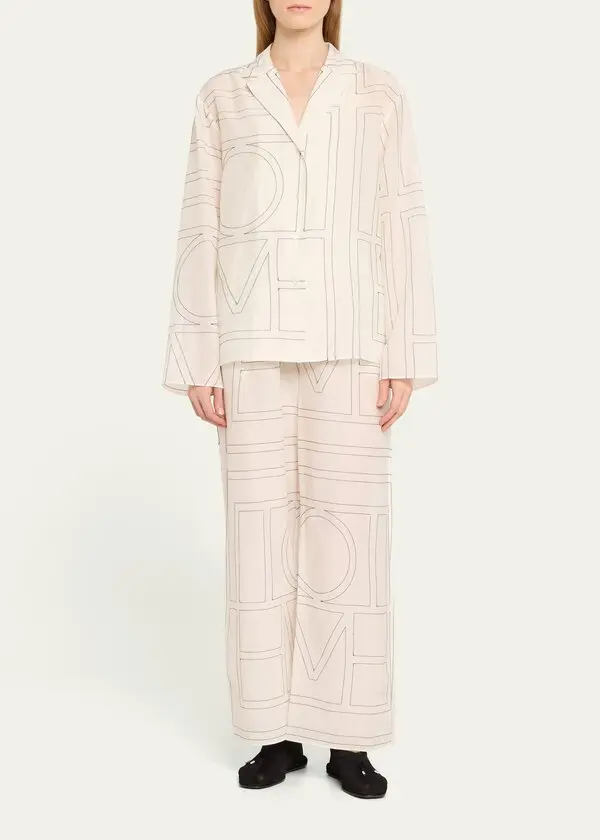 TOTEME Monogram Cotton Pj Bottoms