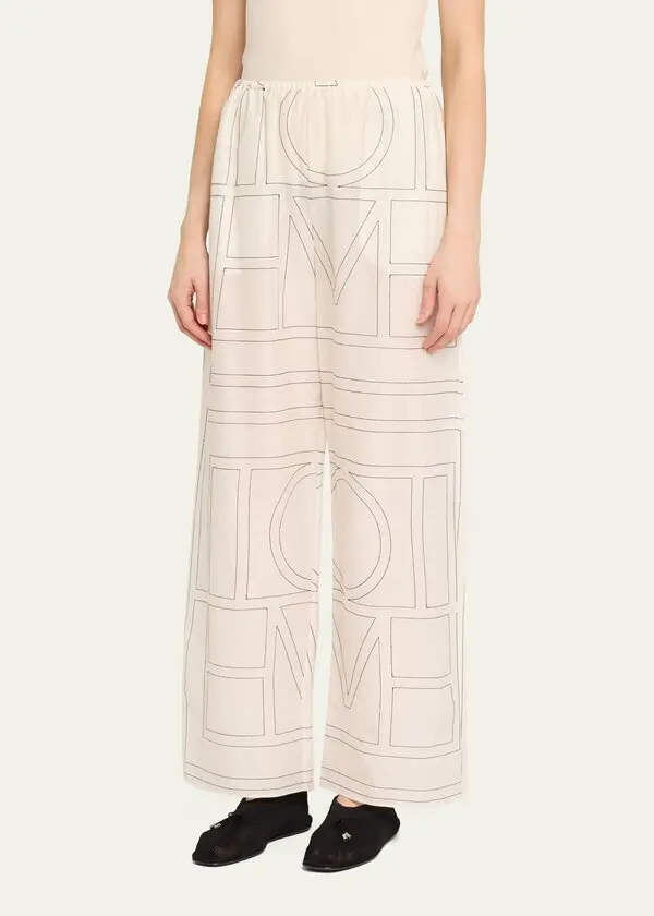 TOTEME Monogram Cotton Pj Bottoms