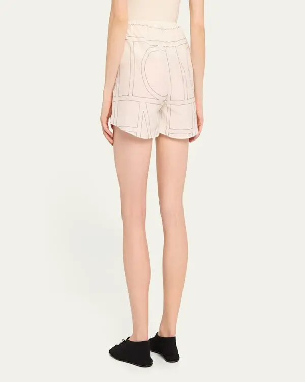 TOTEME Monogram Cotton Shorts - White/black