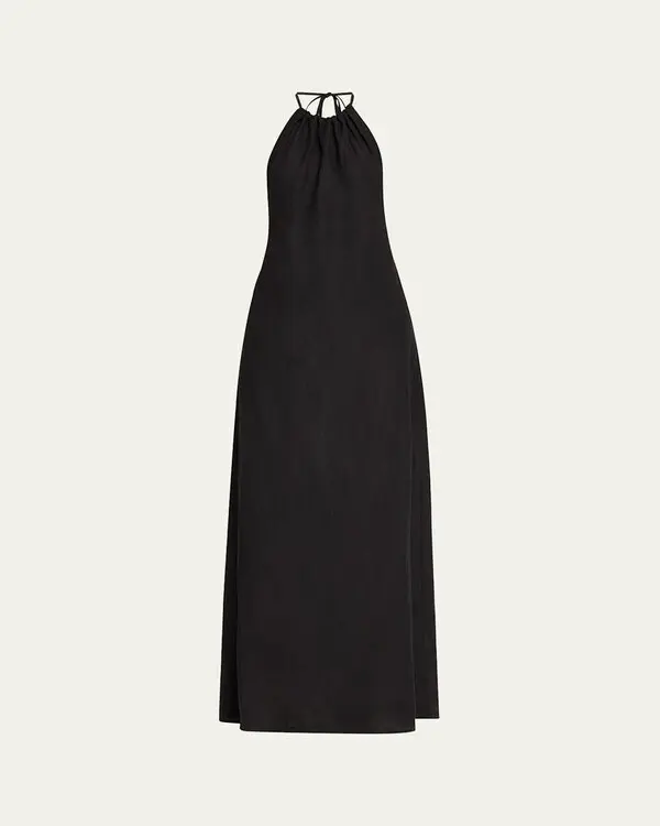 NILI LOTAN Lelia Halter Backless Linen Maxi Dress