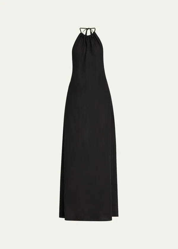 NILI LOTAN Lelia Halter Backless Linen Maxi Dress