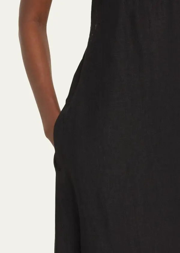 NILI LOTAN Lelia Halter Backless Linen Maxi Dress