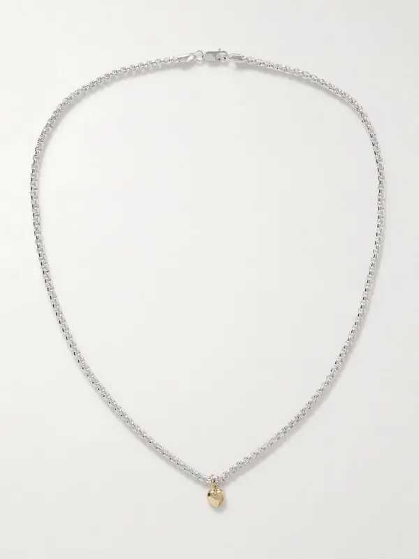 LOREN STEWART Gordita Sterling Silver And 14-karat Gold Necklace - White