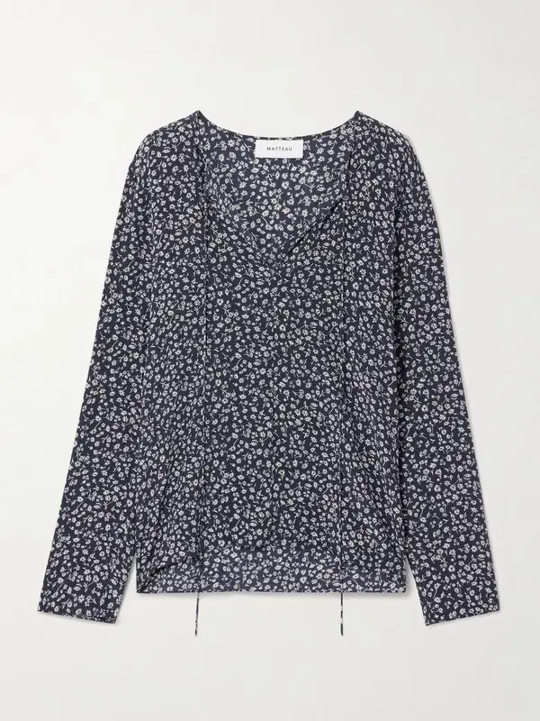 Matteau Tie-neck Floral-print Blouse
