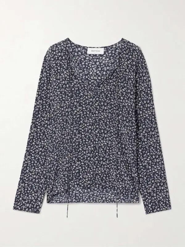 Matteau Tie-neck Floral-print Blouse