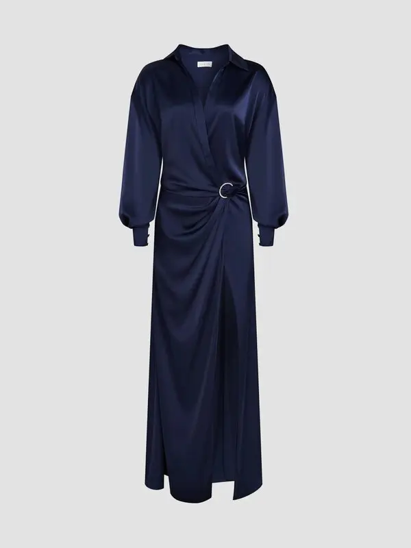 Halston Ivon Charmeuse D-loop Belt Gown