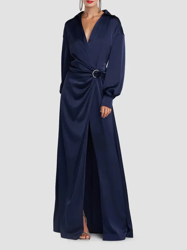 Halston Ivon Charmeuse D-loop Belt Gown