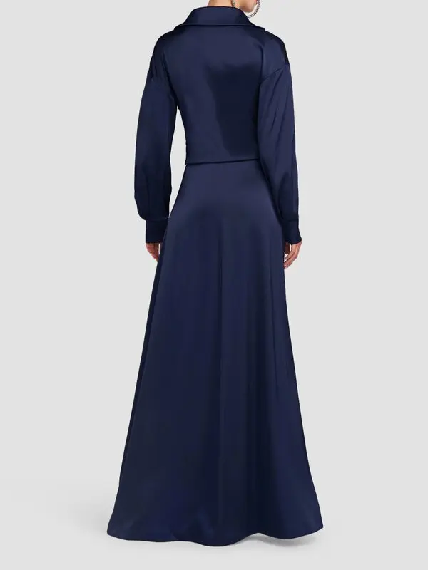 Halston Ivon Charmeuse D-loop Belt Gown