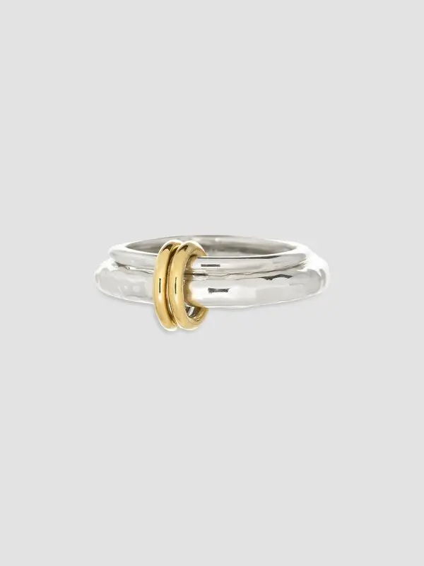 SPINELLI KILCOLLIN Agon Vulcan 18k Yellow Gold & Sterling Two-band Ring - Silver