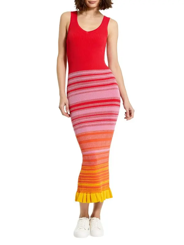 Mac Duggal Stripe Body-con Midi-dress