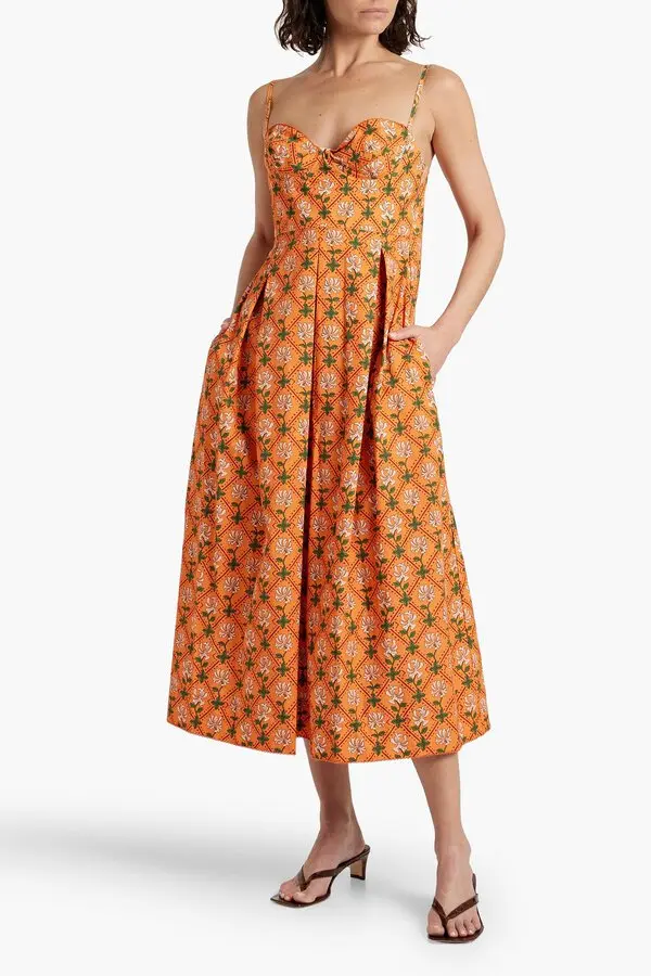 agua bendita orange dress Agua Bendita Gabrielle halter-neck Maxi Dress | Orange