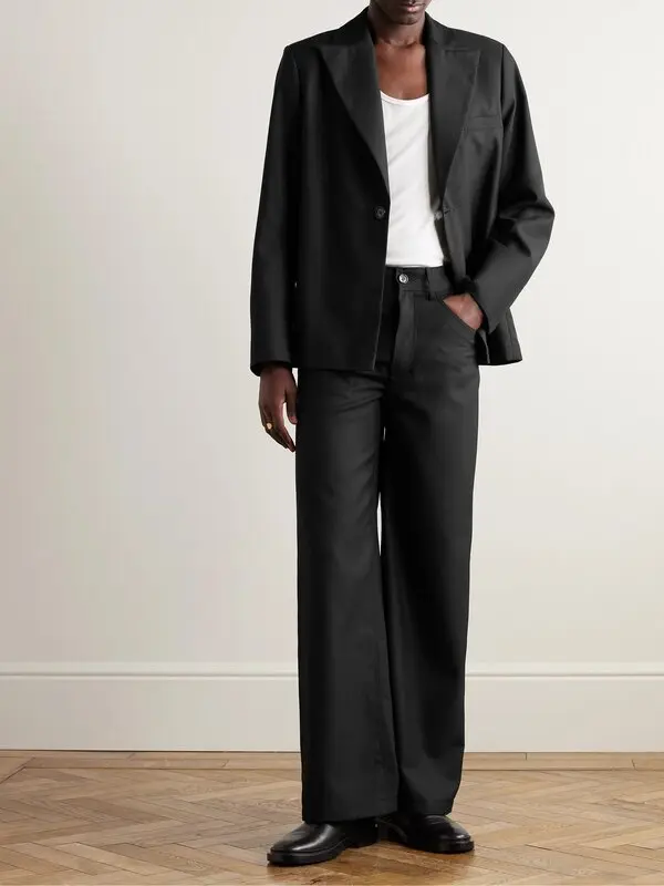 SéFr Jiro Straight-Leg Twill Trousers In Black - 50% Off