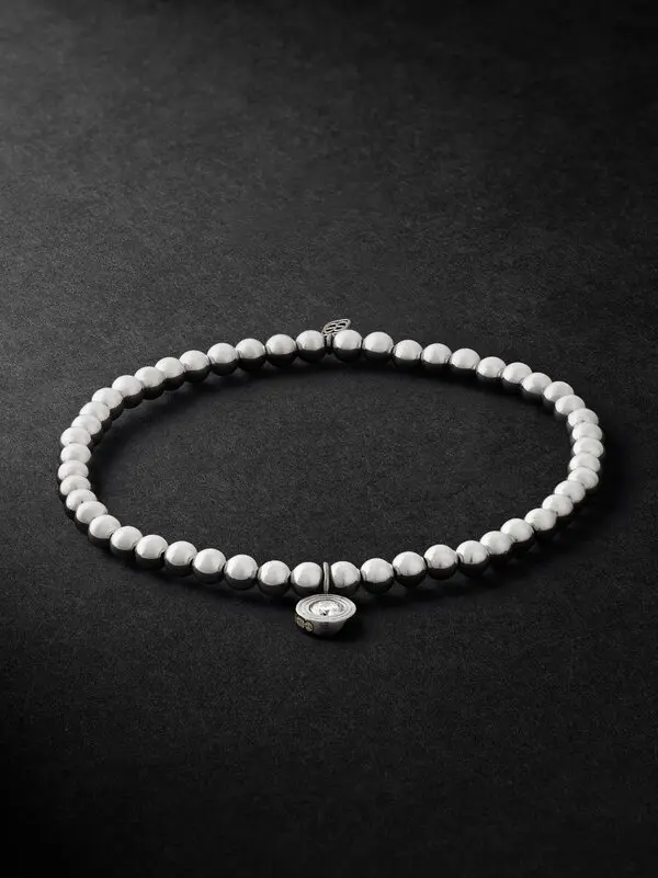 SYDNEY EVAN Rhodium-plated Diamond Beaded Bracelet - Silver