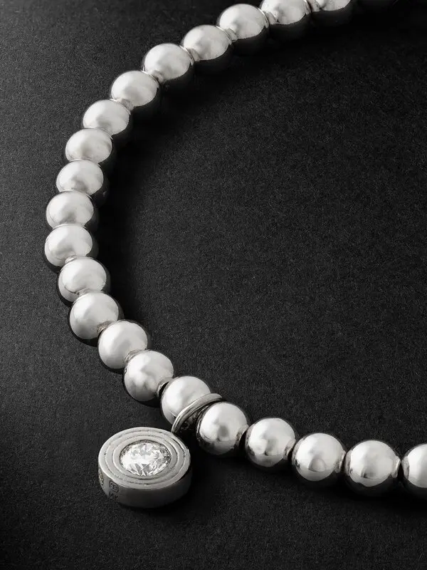 SYDNEY EVAN Rhodium-plated Diamond Beaded Bracelet