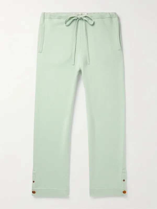 GOD'S TRUE CASHMERE Straight-leg Cashmere Drawstring Trousers - Green