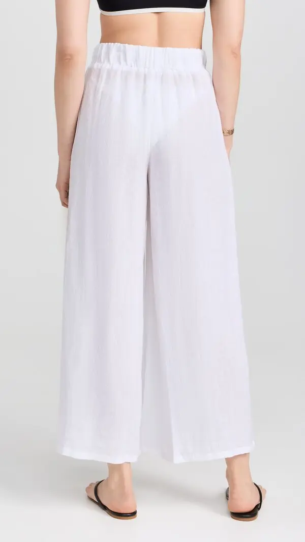 VITAMIN A Tallows Wide Leg Linen Pants - White