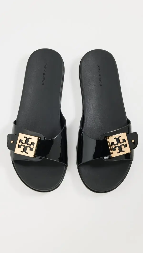 Tory Burch Buckle Slides - Perfect Black/gold