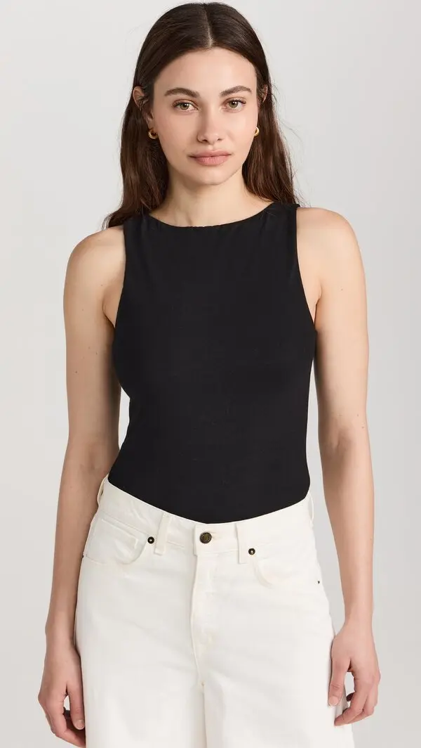 Ambitionist High Neck Tank Thong Bodysuit - Black
