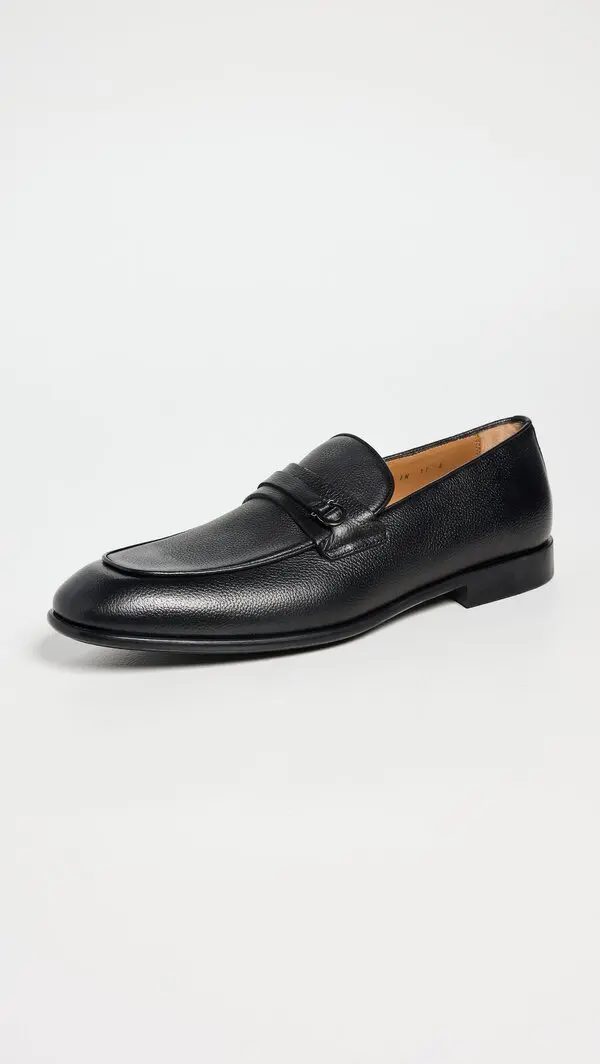 FERRAGAMO Desio Leather Loafers - Nero