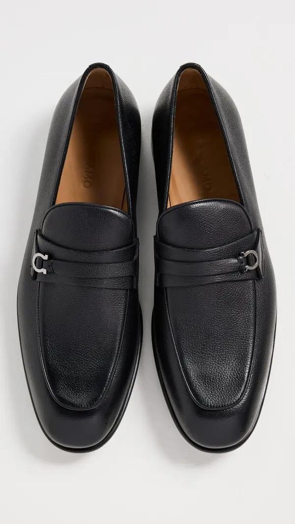 FERRAGAMO Desio Leather Loafers - Nero