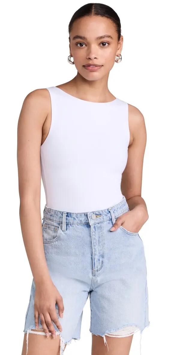 Ambitionist High Neck Thong Bodysuit - White