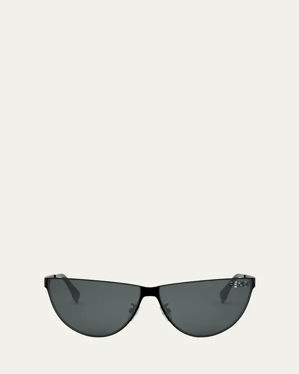Fendi Logo Cutout Cat-eye Sunglasses - Matte Black Smoke
