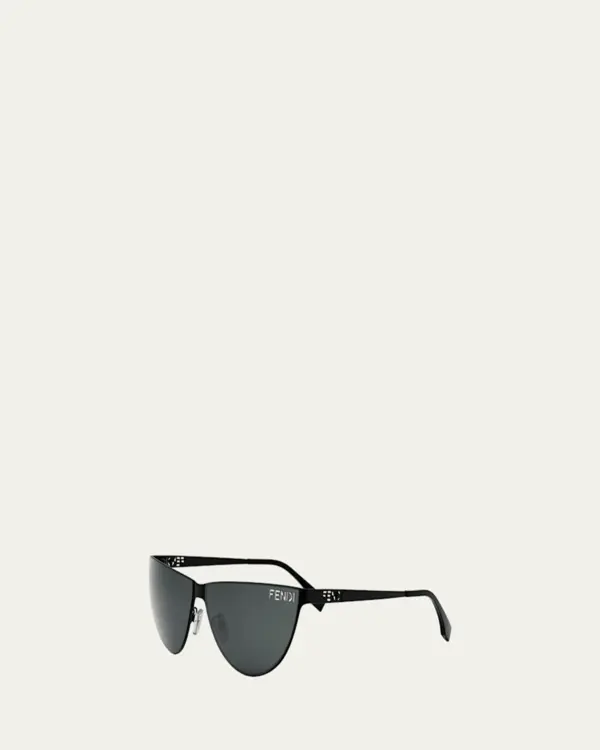 Fendi Logo Cutout Cat-eye Sunglasses - Matte Black Smoke