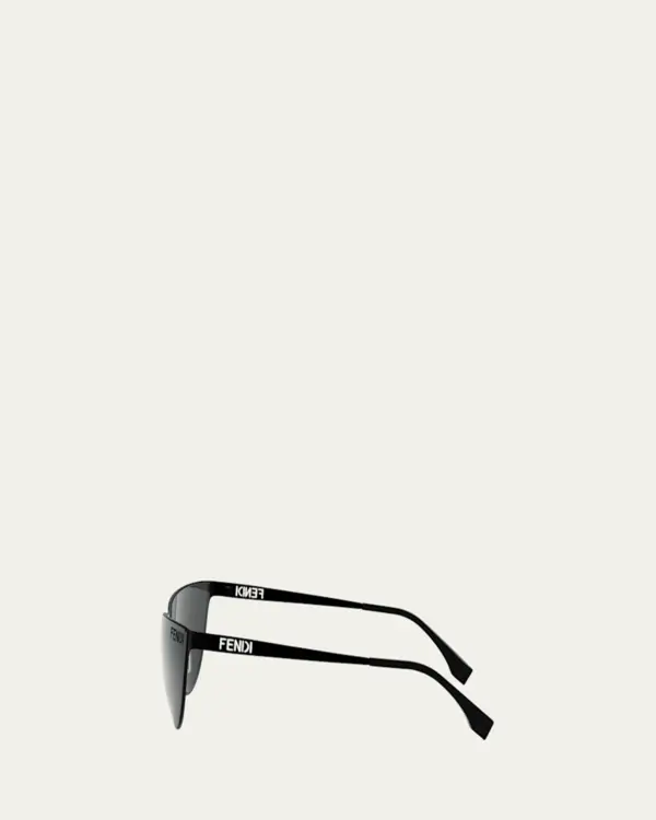 Fendi Logo Cutout Cat-eye Sunglasses - Matte Black Smoke