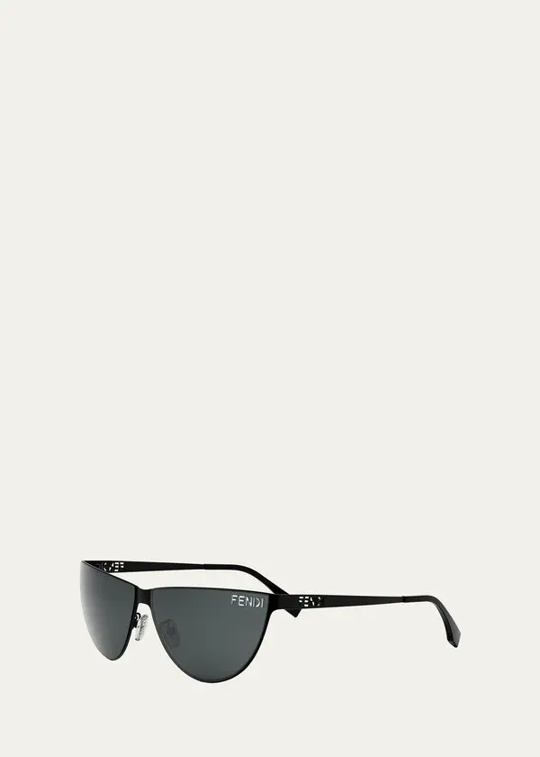 Fendi Logo Cutout Cat-eye Sunglasses - Matte Black Smoke