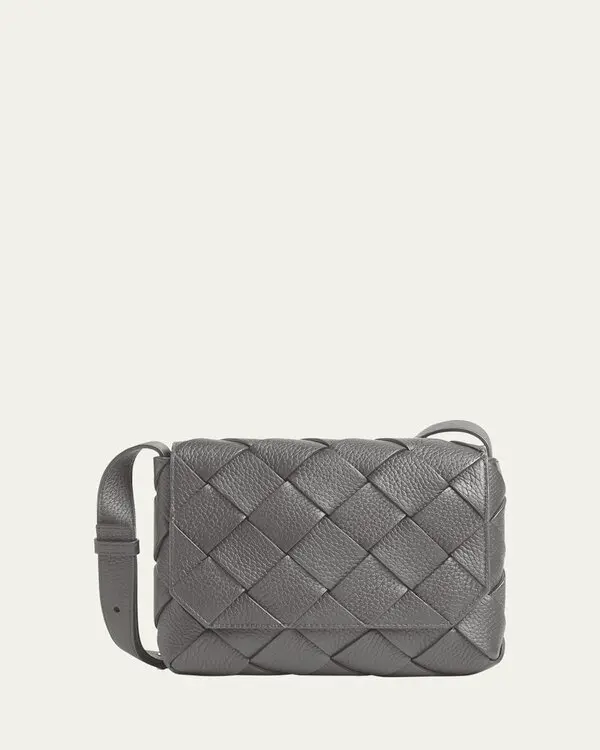Bottega Veneta Small Intreccio Leather Messenger Bag - Ltgray