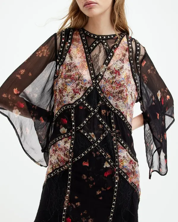 Allsaints Lucia Lace Embellished Mini Dress In Black - 30% Off |  Editorialist