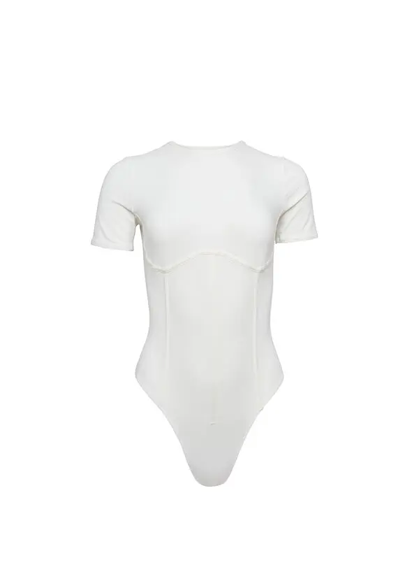 FLEUR DU MAL Organic Cotton T-shirt Bodysuit - Ivory