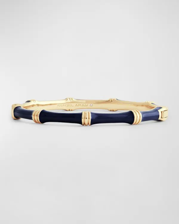 ANABEL ARAM JEWELRY Bamboo Collection Hinged Bangle - Navy Blue