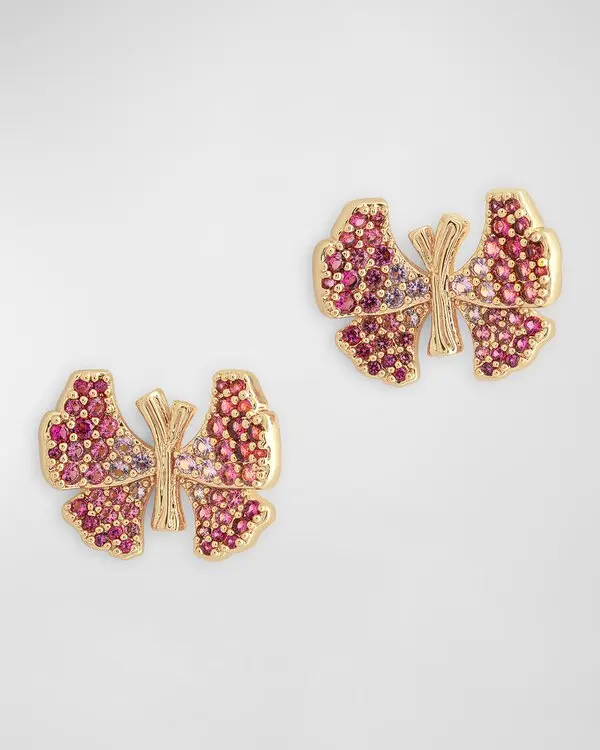 ANABEL ARAM JEWELRY Butterfly Pave Stud Earrings - Fuchsia