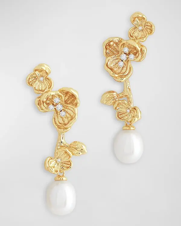 ANABEL ARAM JEWELRY Orchid Pearl Drop Earrings - Gold