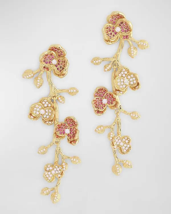 ANABEL ARAM JEWELRY Orchid Pave Dangle Earrings - Gold