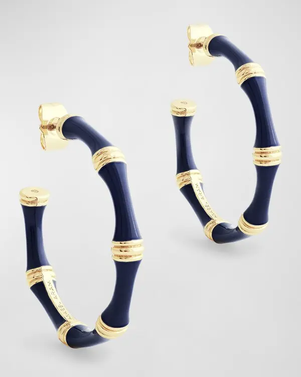 ANABEL ARAM JEWELRY Bamboo Hoop Earrings - Navy Blue