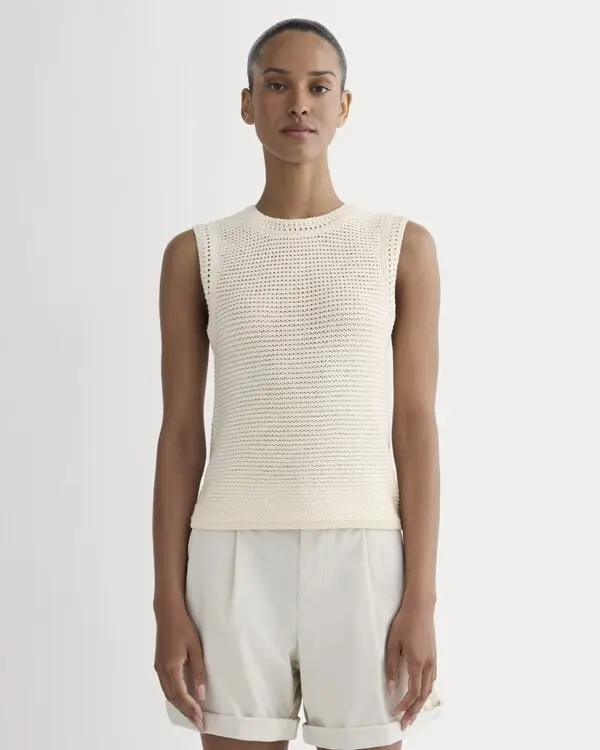 Everlane Organic Cotton Open-stitch Tank Top Sweater - Canvas