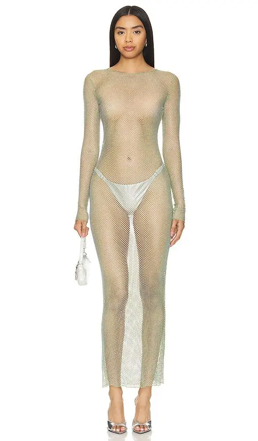 Kim Shui Fishnet Long Sleeve Dress In Nude - 71% Off | Editorialist
