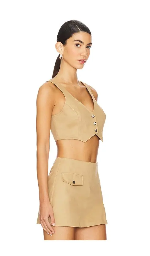 Amanda Uprichard Ethan Cropped Vest - Khaki