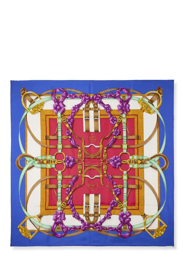 Hermès Multicolor 'grand Manege' Silk Scarf 90 - Blue