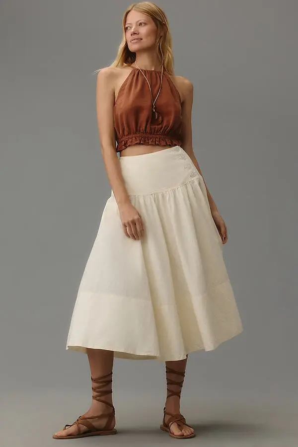 Maeve Drop-waist Wrap Midi Skirt