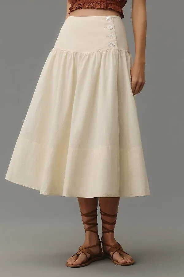 Maeve Drop-waist Wrap Midi Skirt