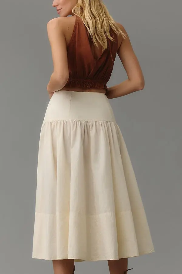 Maeve Drop-waist Wrap Midi Skirt