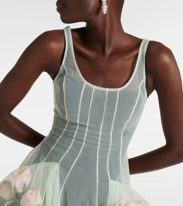 simone rocha green dress Simone Rocha Green Shoulder Bite Midi Dress Simone Rocha