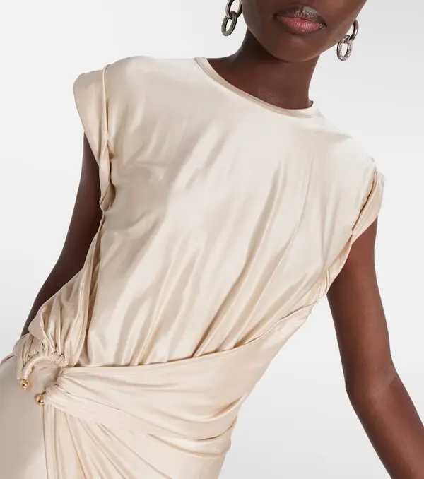 Rabanne Draped Asymmetrical Midi Dress