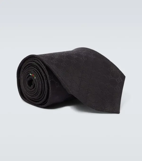 Gucci Gg Silk Twill Neck Tie - Black