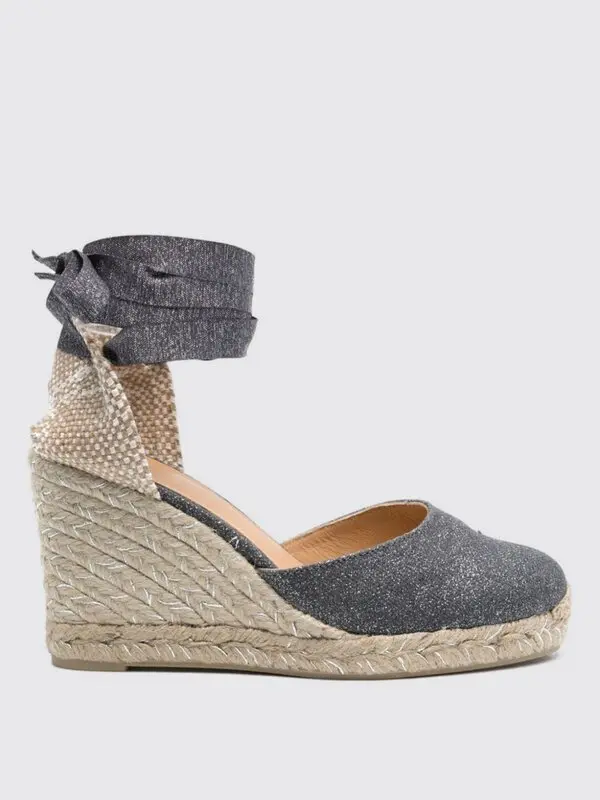 CastaÑer Wedge Espadrilles With Ribbon Fastening - Grey