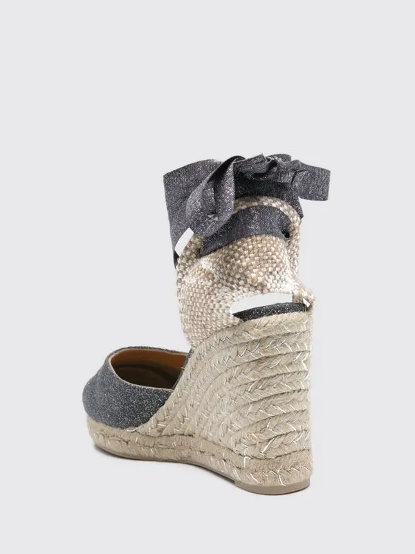 CastaÑer Wedge Espadrilles With Ribbon Fastening - Grey